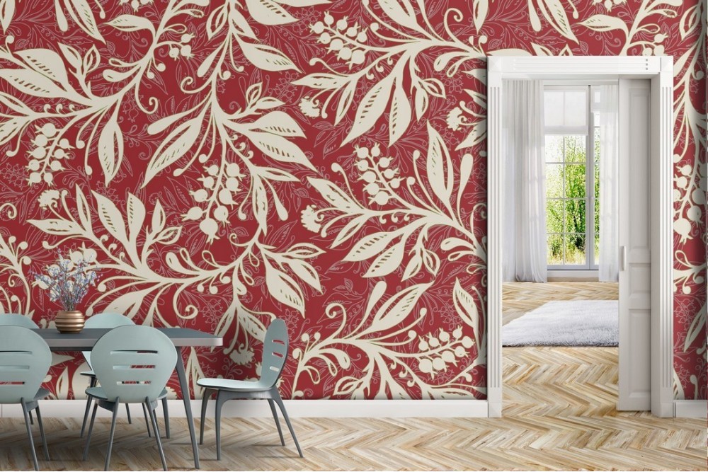Carta da parati natura foglie pattern moderno e adesivi murali