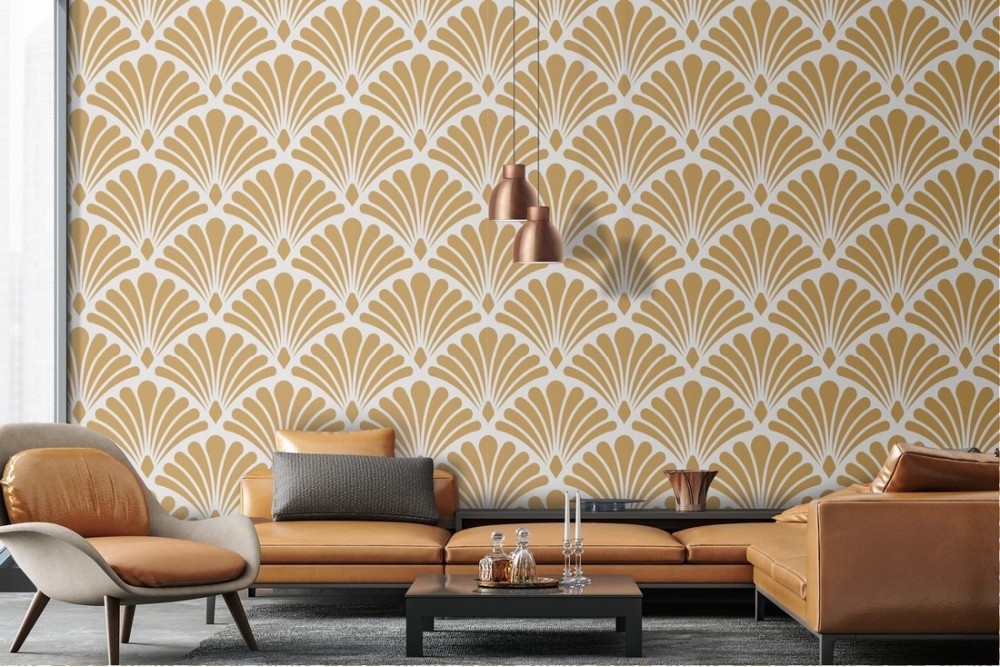 Carta da parati art decò pattern vintage geometrico. e adesivi murali