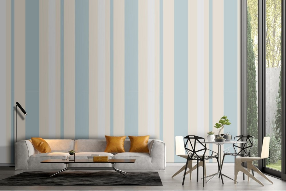 Carta da parati righe vintage design classico. e adesivi murali