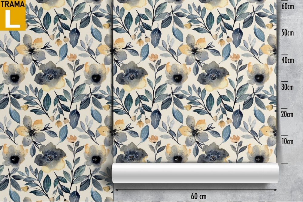 Carta da parati fiori e foglie pattern vintage e adesivi murali