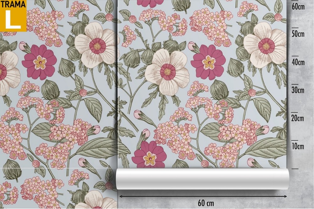 Carta da parati fiori rosa natura vintage pattern e adesivi murali
