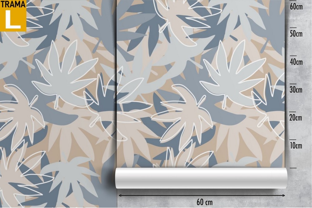 Carta da parati foglie stilizzate pattern moderno. e adesivi murali