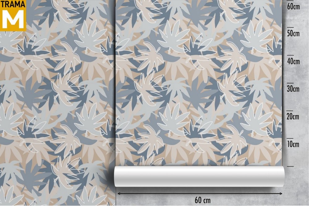Carta da parati foglie stilizzate pattern moderno. e adesivi murali