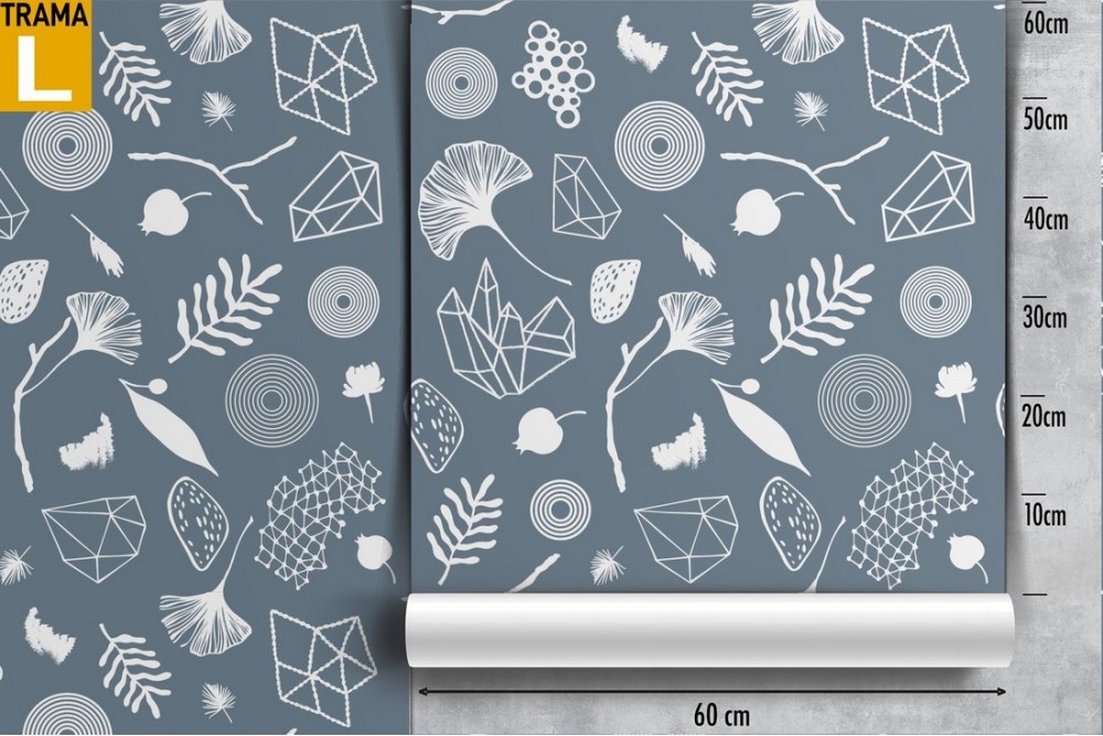 Carta da parati pattern natura foglie stilizzate e adesivi murali