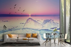 Carta da parati paesaggio alba tramonto mare e adesivi murali