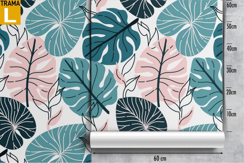 Carta da parati pattern foglie tropicali larghe verdi e adesivi murali