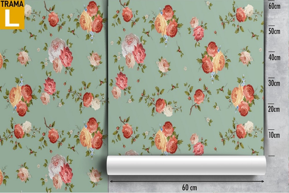 Carta da parati rose anni '50 natura pattern fiori e adesivi murali